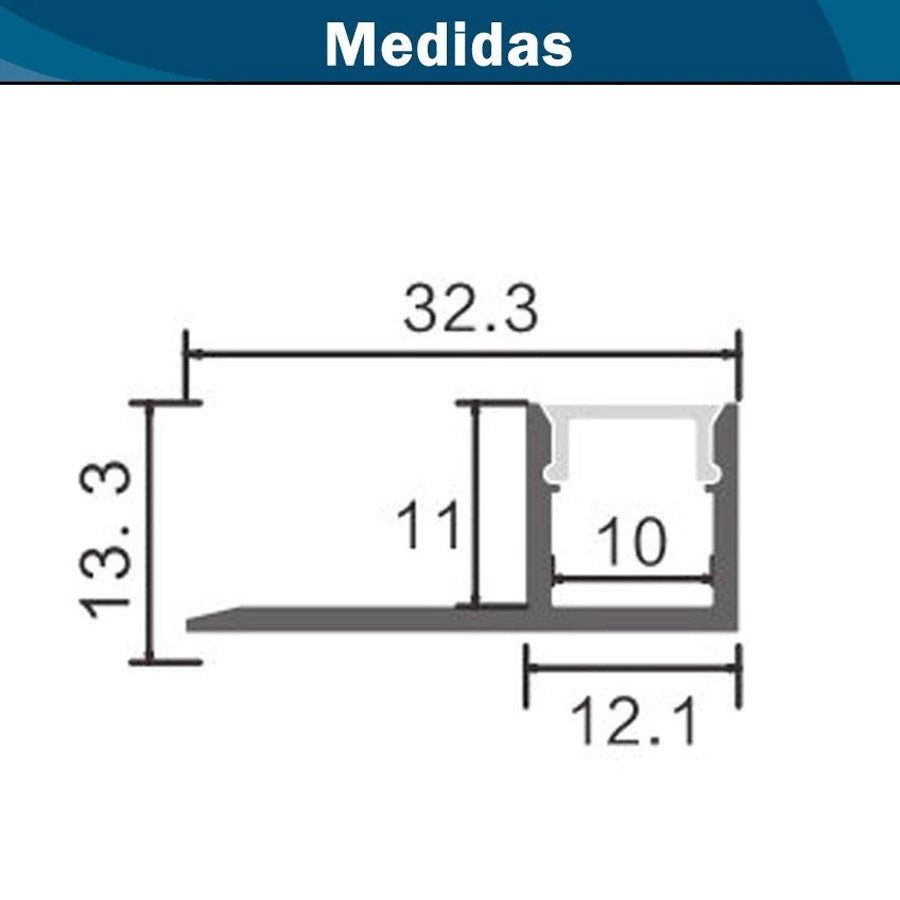PERFIL ALUMINIO ENCASTRAR ARQUITECTURAL CON SOLAPA LATERAL – LedyLuz