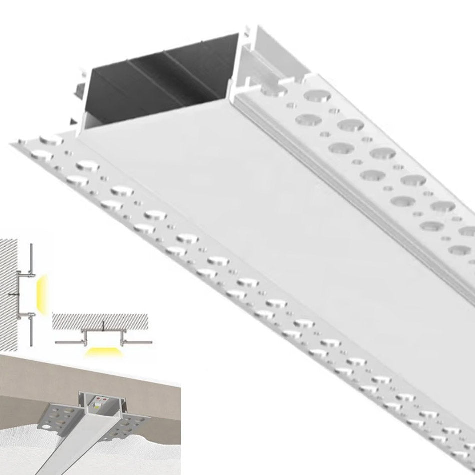 PERFIL TRIPLE ANCHO EMPOTRAR PLADUR TIRAS LED CON DIFUSOR – LedyLuz